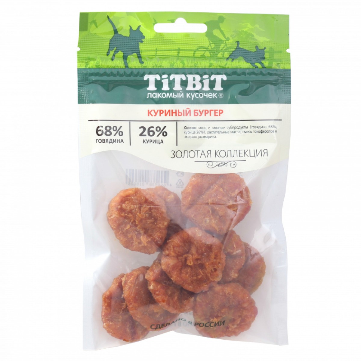 Лакомство для собак TITBIT Куриный бургер Золотая коллекция 70 г