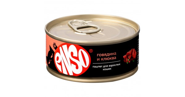🥇123 р. – Консервы ENSO паштет с говядиной и клюквой для взрослых кошек ...
