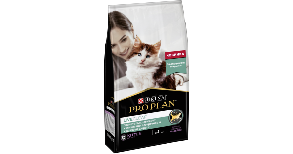 Сухой корм Purina Pro Plan® Live Clear для котят, снижает количество ...